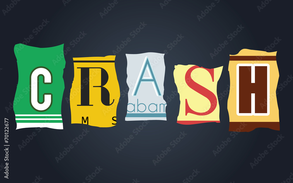 Crash word on broken car license plates, vector Stock Vector | Adobe Stock