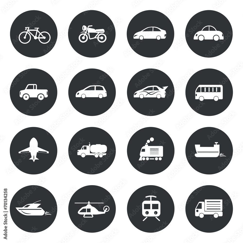 Transport circle Icons waterways, overland, air. Vector illustra Stock ...