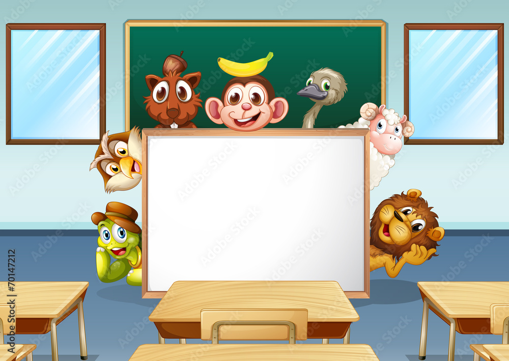 Animals in classroom Stock Vector | Adobe Stock