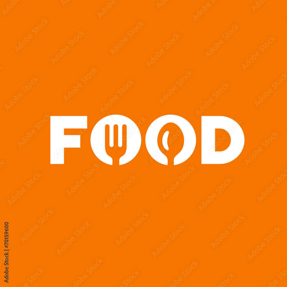 Food word sign logo icon design template with spoon and fork Stock ...