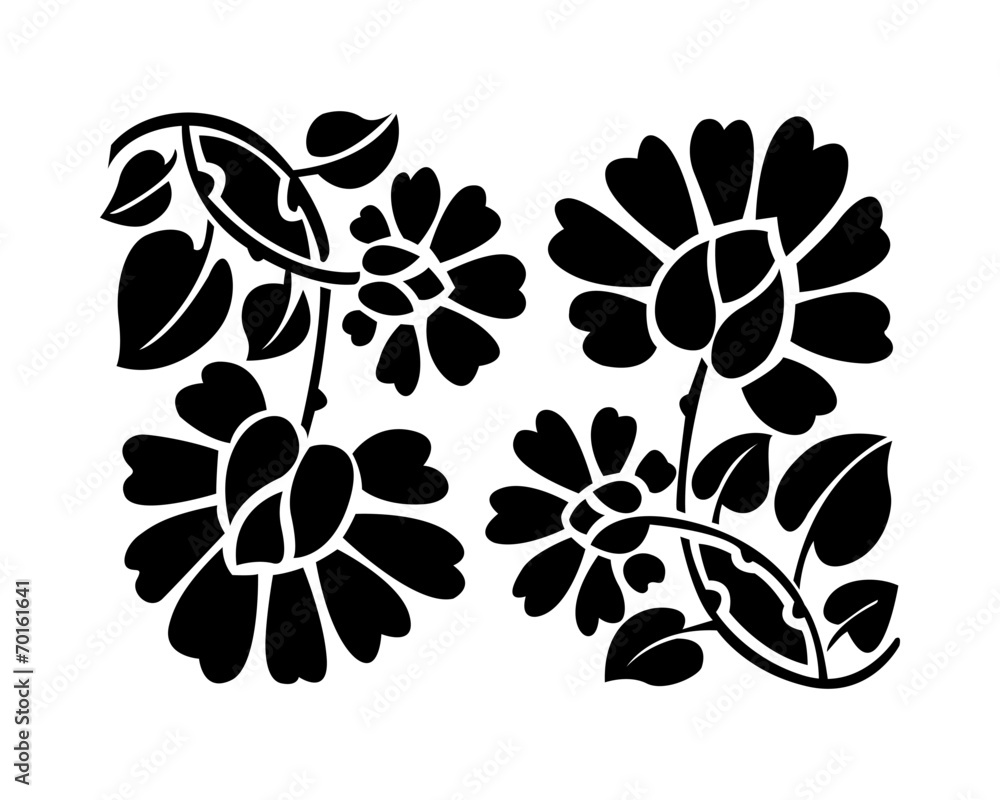 Black flower pattern. Vector illustration Stock Vector | Adobe Stock
