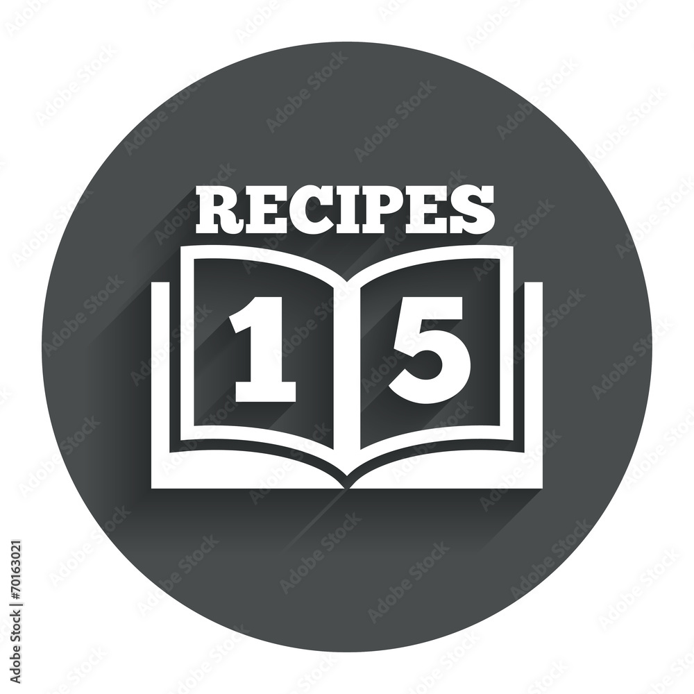 Cookbook sign icon. 15 Recipes book symbol. Stock Vector | Adobe Stock