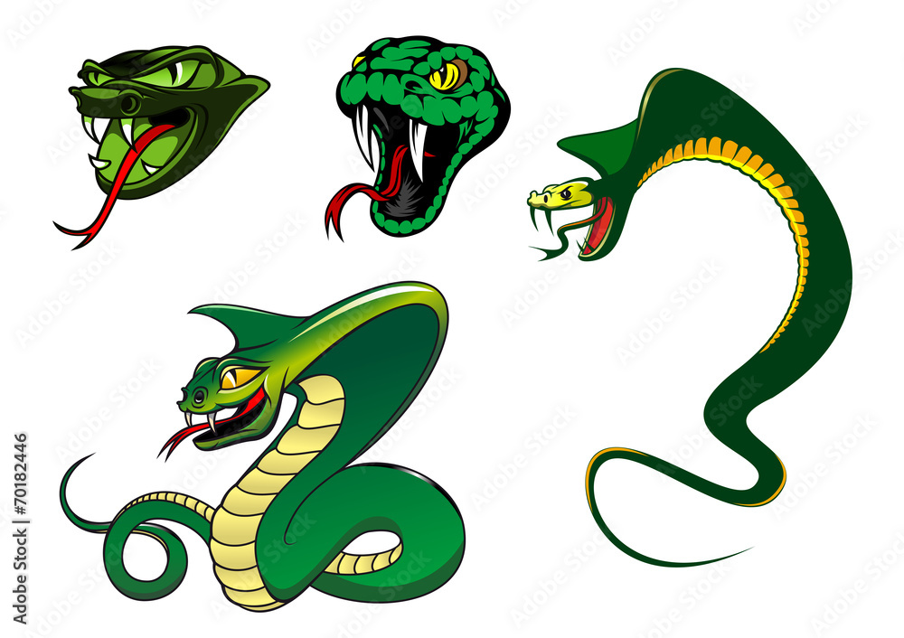 Cartoon angry snake characters Stock Vector | Adobe Stock