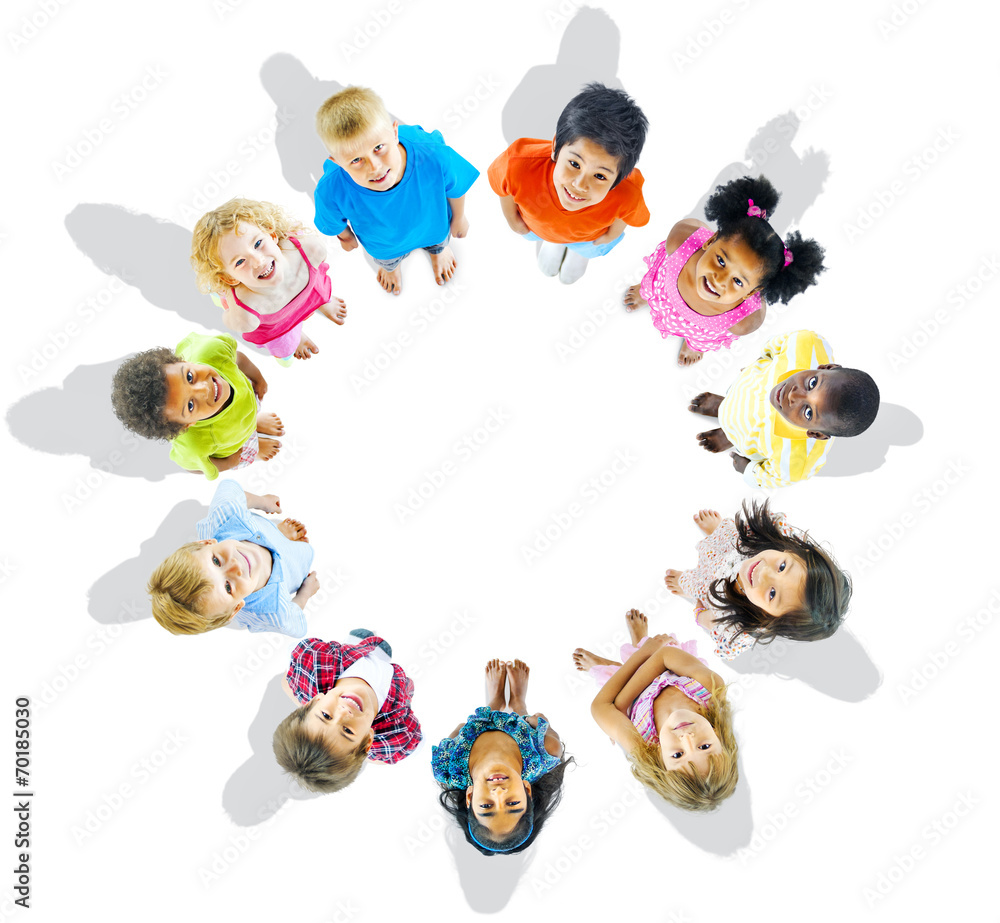 Multiethnic Group of Kids looking up Stock Photo | Adobe Stock