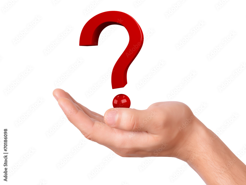 Hand holding question mark on a white background Stock Photo | Adobe Stock