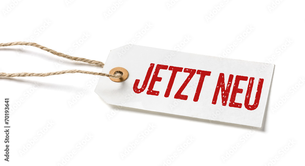 Anhänger mit der Aufschrift Jetzt neu Stock-Foto | Adobe Stock