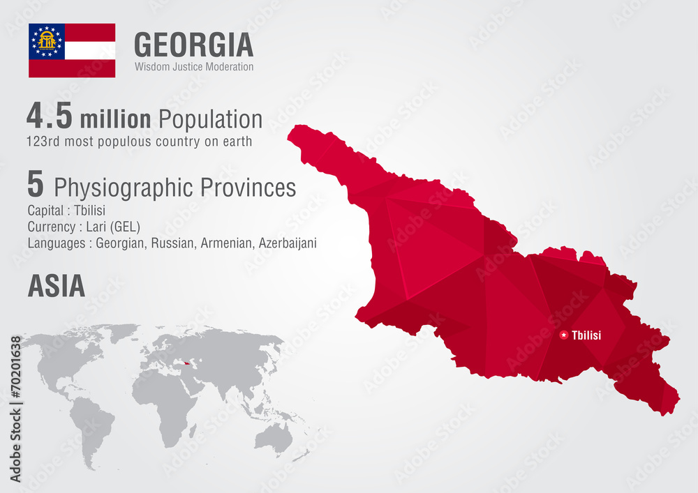 Georgia world map with a pixel diamond texture. Stock Vector | Adobe Stock