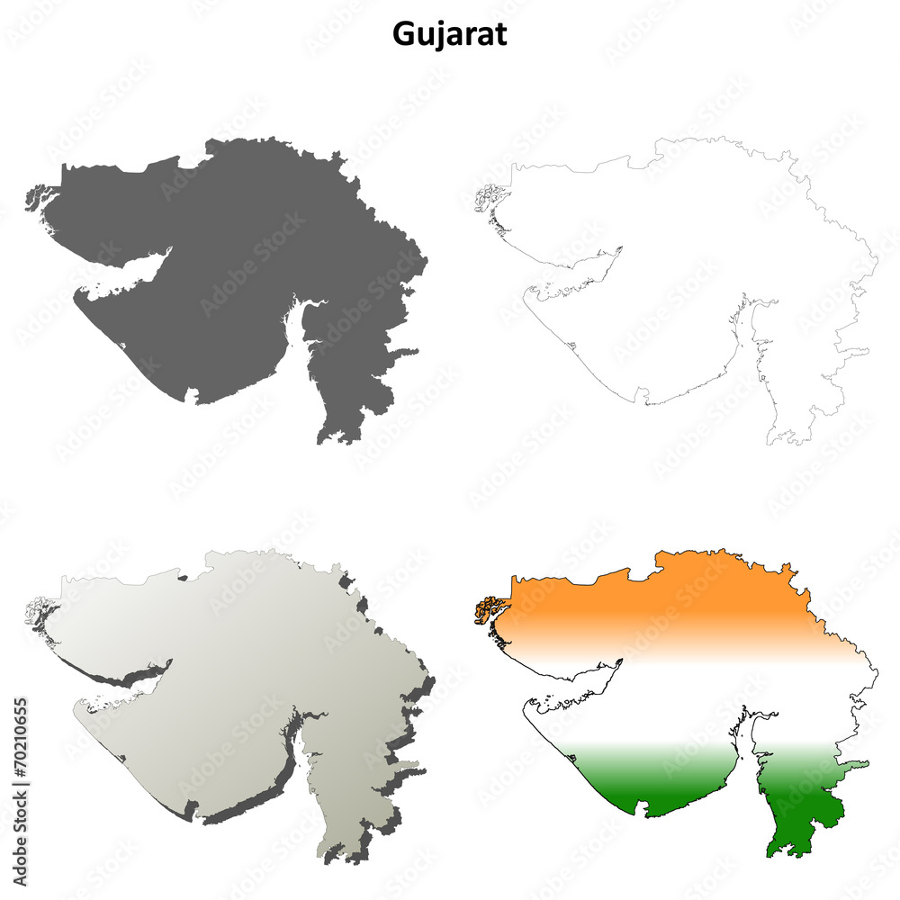 Gujarat blank detailed outline map set Stock Vector | Adobe Stock