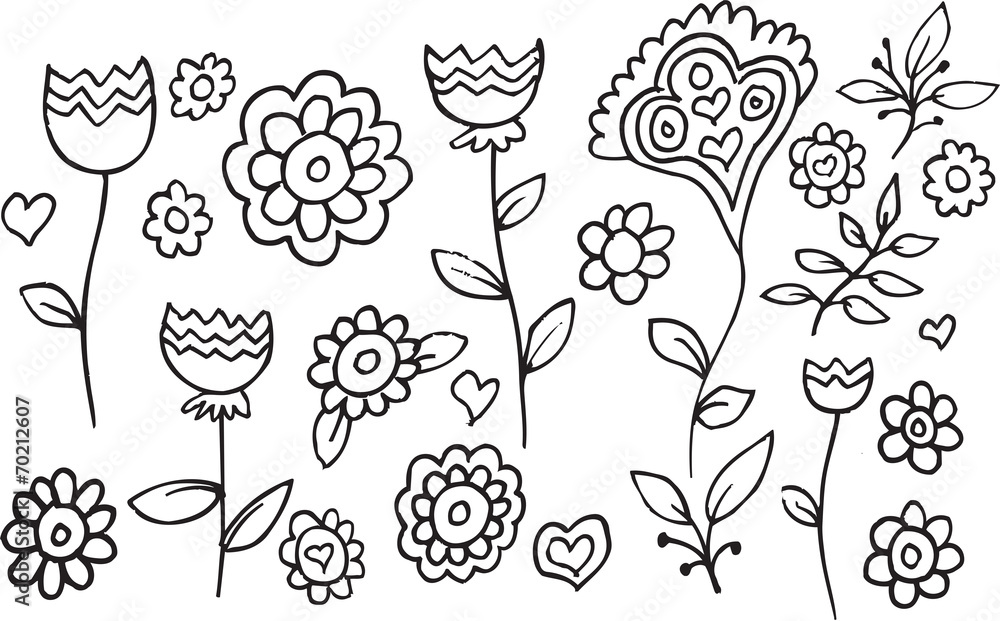 Flower Garden Doodle Vector Illustration Art Stock Vector | Adobe Stock