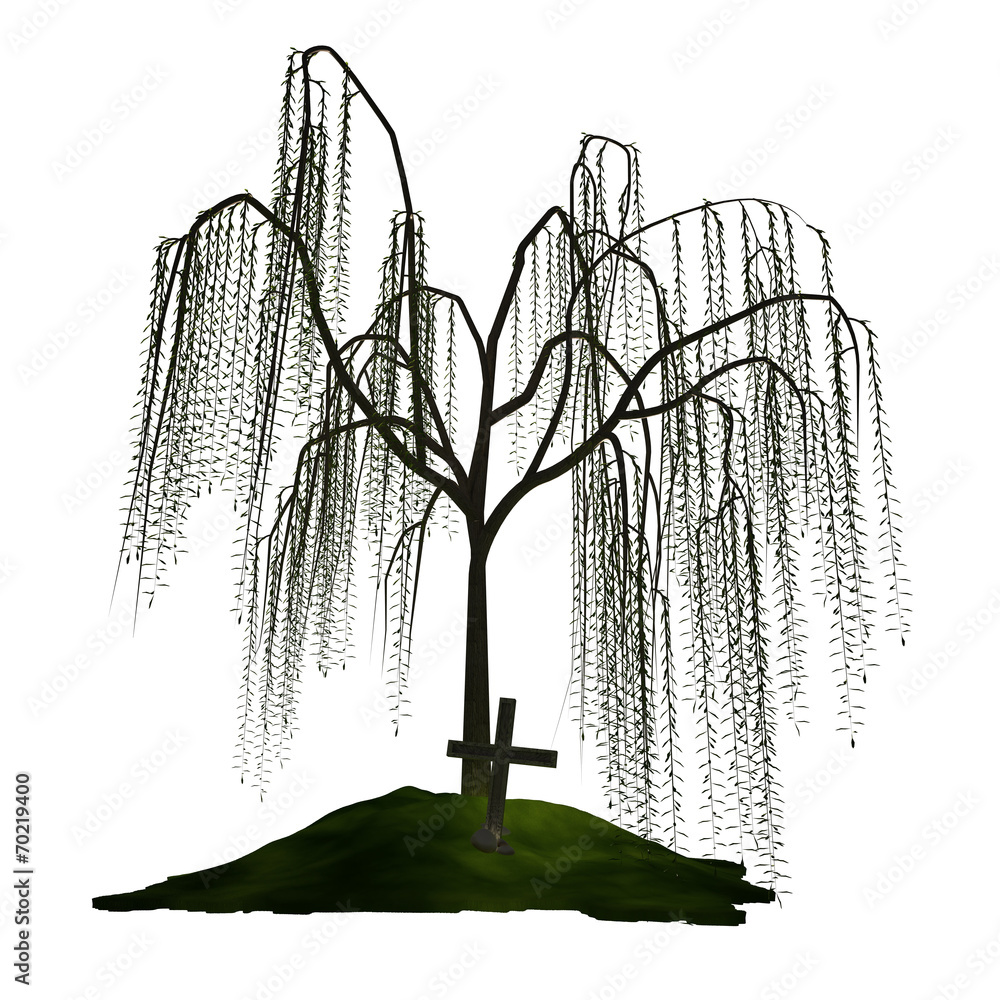 Trauerweide Mit Kreuz - Stock - GamesAgeddon