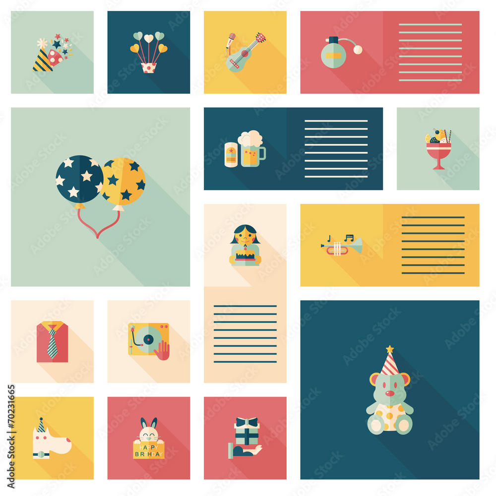 happy birthday flat ui background , eps10 Stock Vector | Adobe Stock