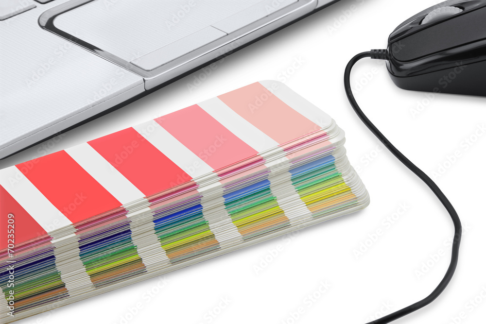 pantone pallete, mouse and notebook Stock Photo | Adobe Stock