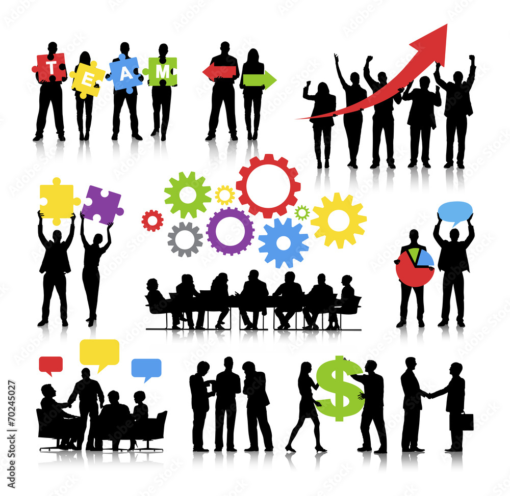 Global Business Themed Illustration With Infographics Stock Vector ...