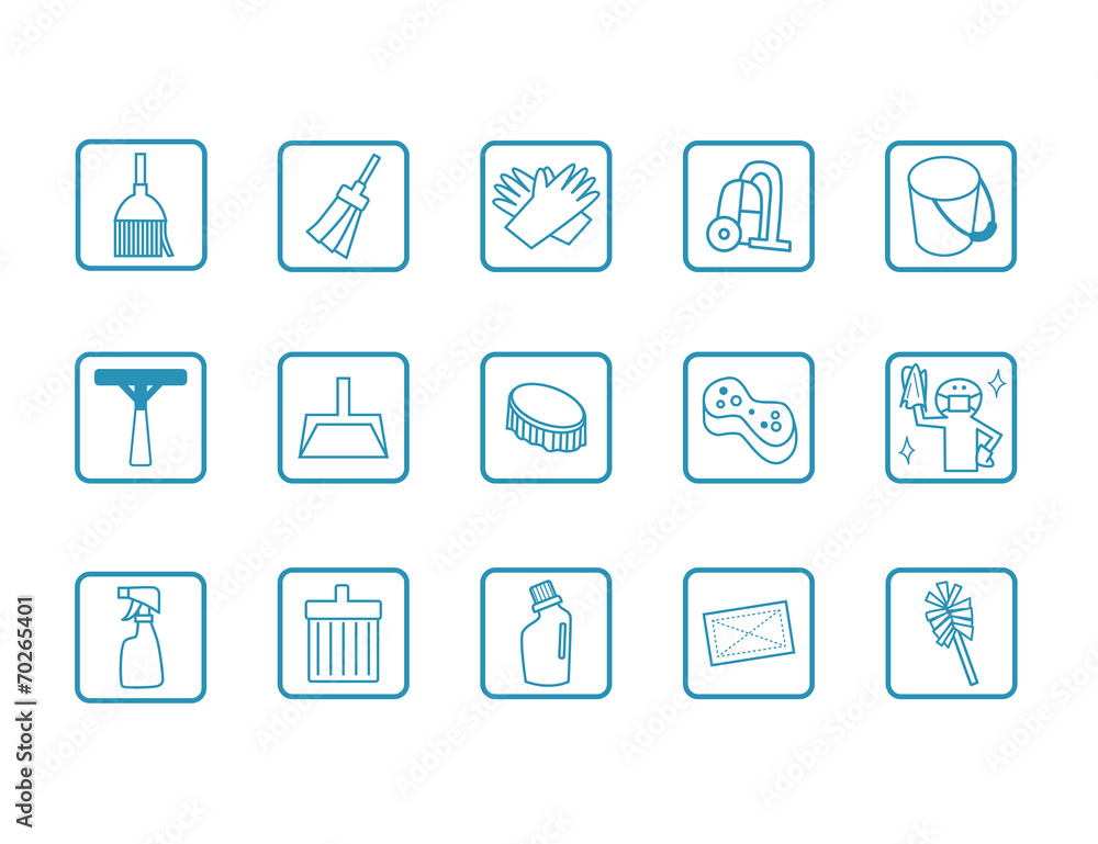 Cleaning tools icon set Stock Vector | Adobe Stock