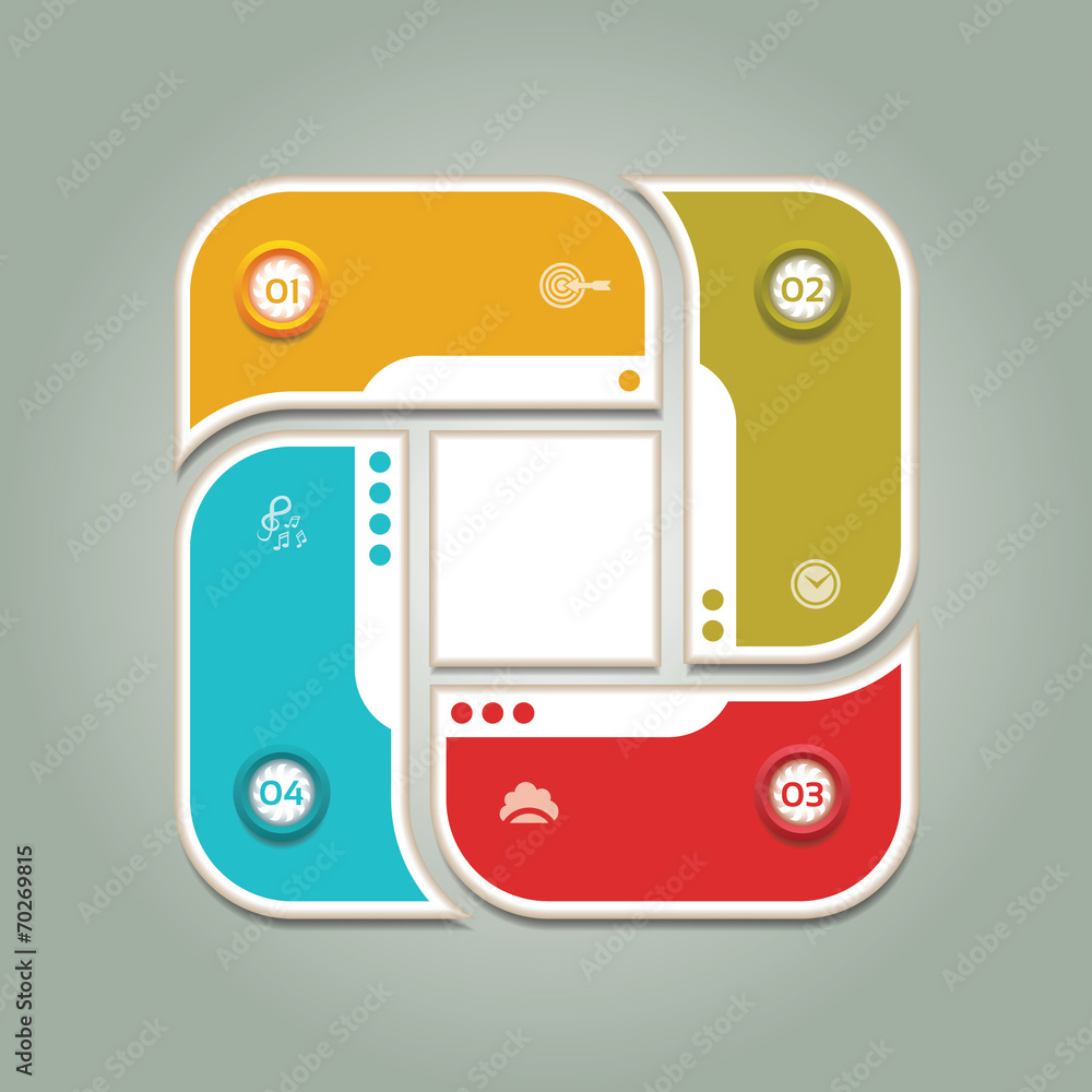 Cyclic diagram with four steps and icons. eps 10 Stock Vector | Adobe Stock