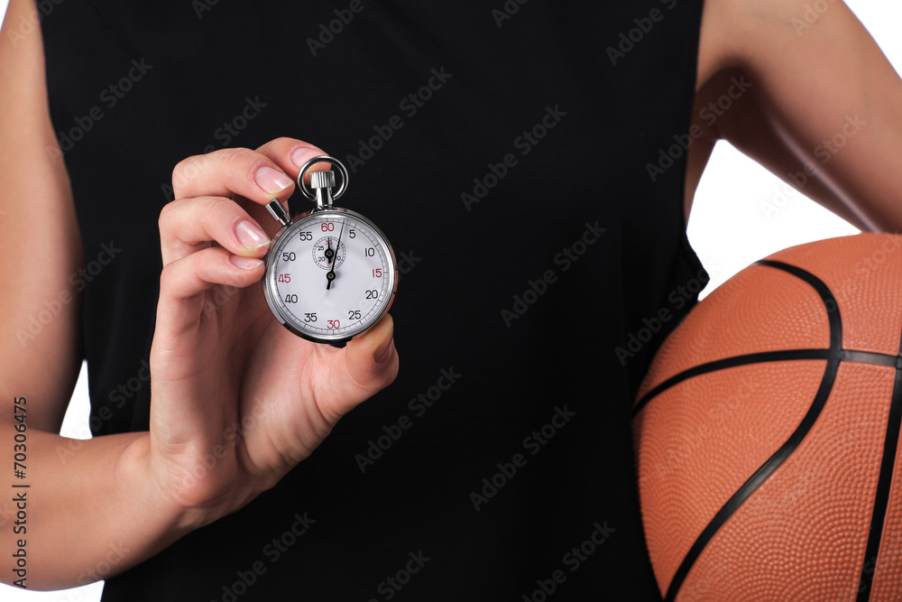 basketball player showing a stopwatch Stock Photo | Adobe Stock