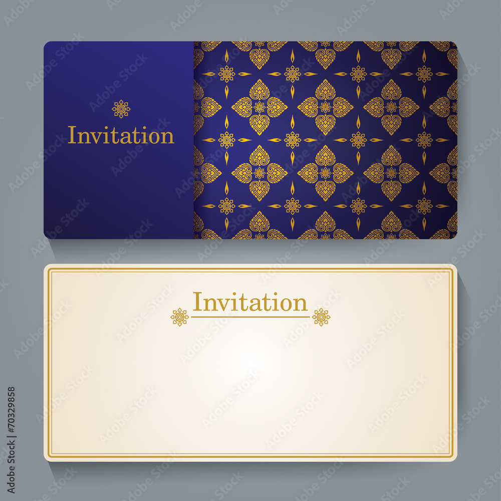 Invitation card design, Thai art background. Stock Vector | Adobe Stock