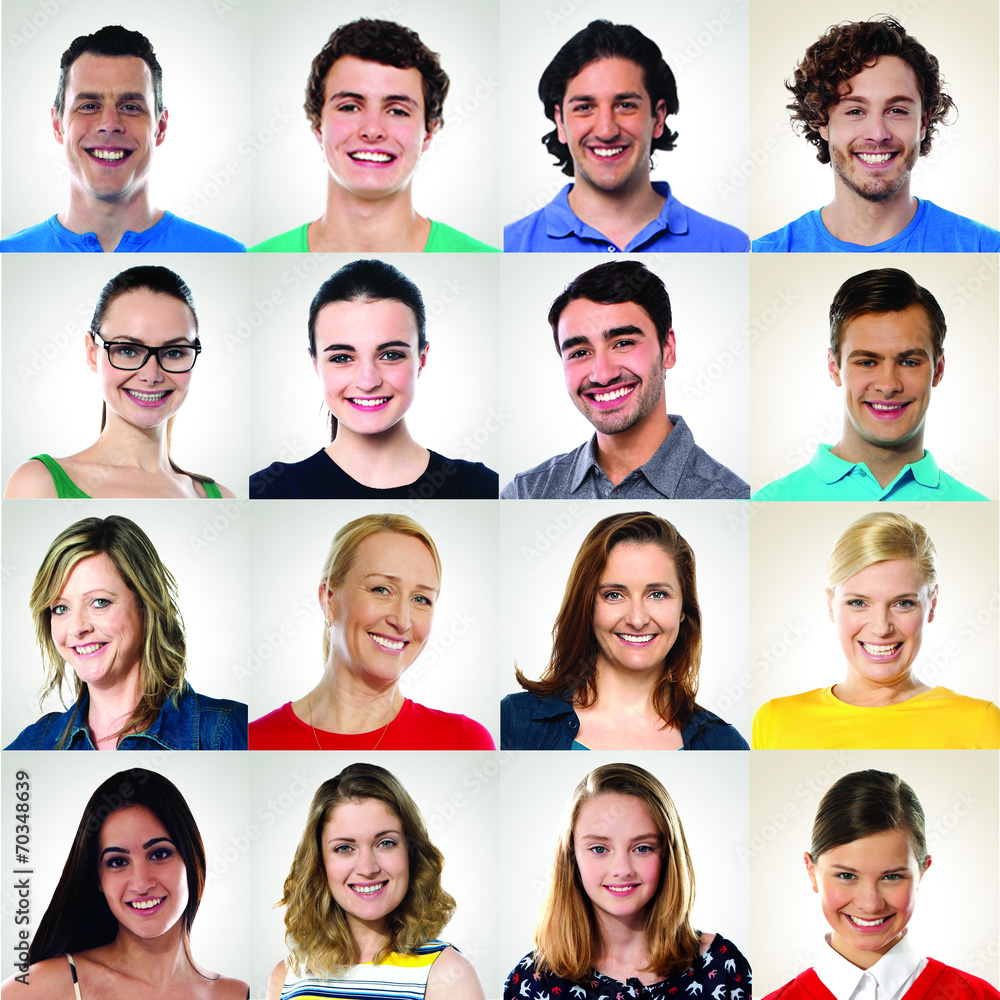 Collage of smiling people, multiple ethnicity Stock Photo | Adobe Stock