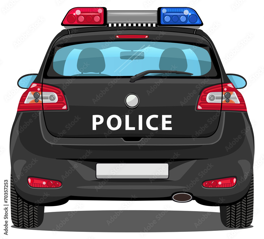 Vector Car - Back view - Police Car - with visible interior Stock ...