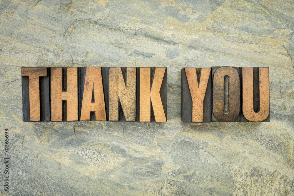 thank you in wood type Stock Photo | Adobe Stock