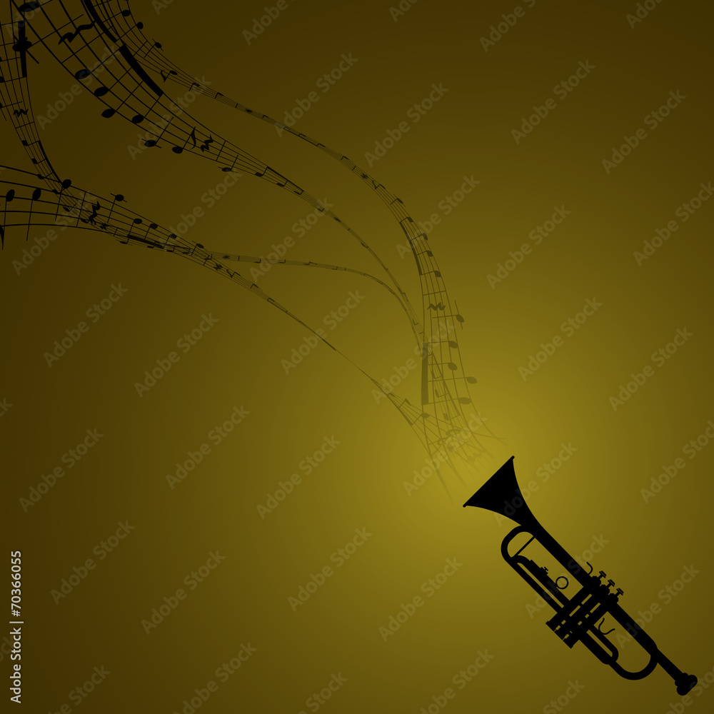 Trumpet with Musical Symbols Stock Vector | Adobe Stock
