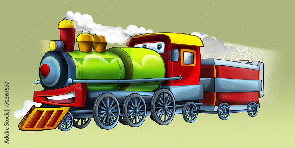 Cartoon steam train - caricature - illustration Stock Illustration ...