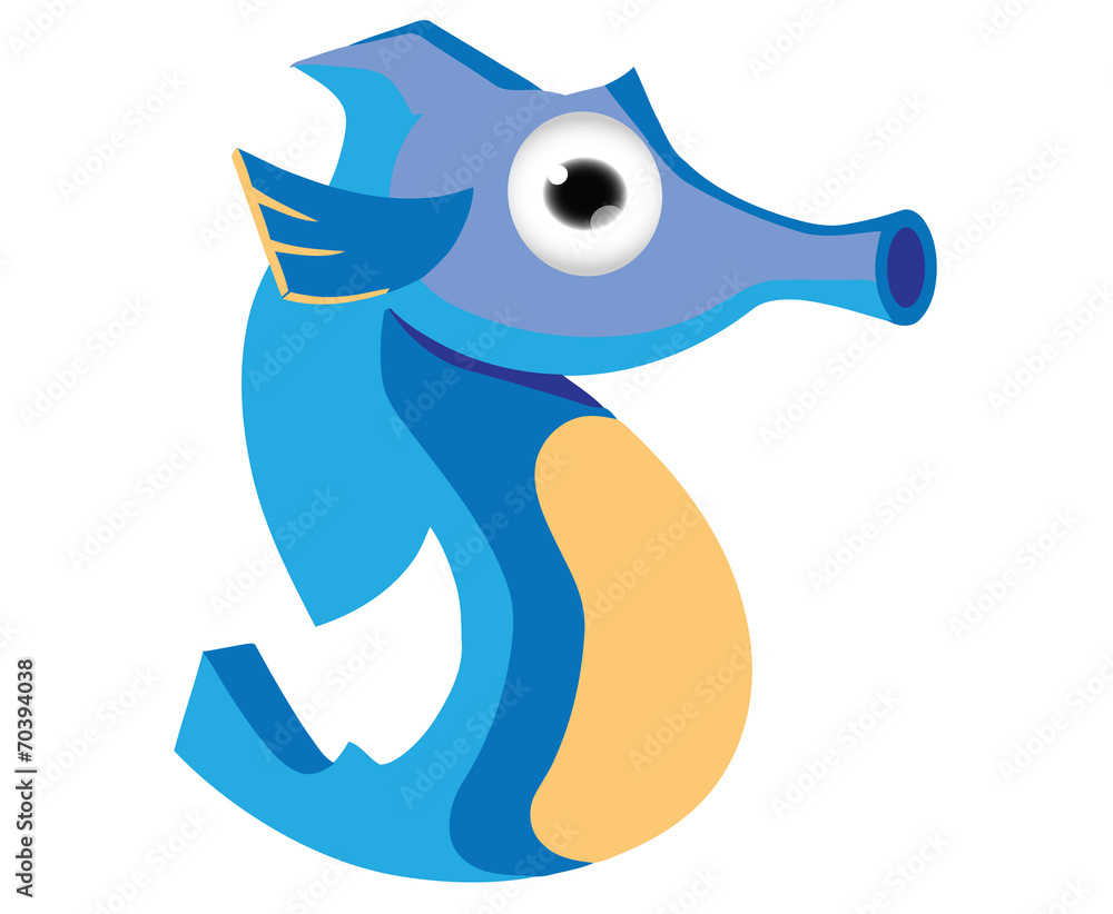 funny blue seahorse cartoon Stock Vector | Adobe Stock