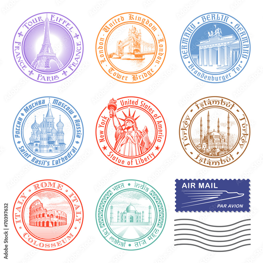 Vector Travel stamps Stock Vector | Adobe Stock