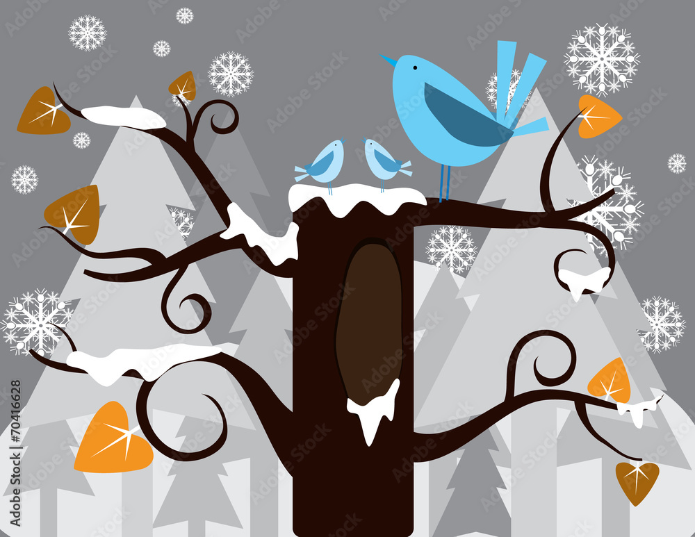 bird in winter Stock Vector | Adobe Stock