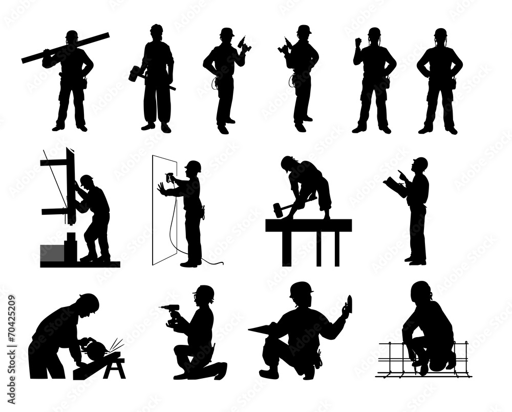 Carpenter-silhouette set Stock Vector | Adobe Stock