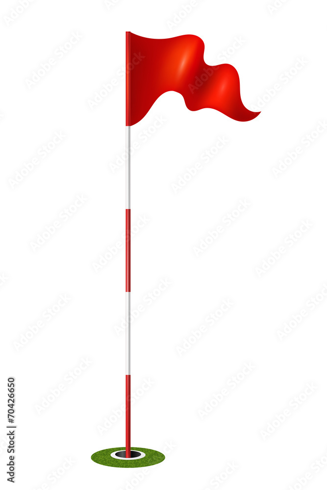 Red flag in the hole. Golf. Vector illustration. Stock Vector | Adobe Stock