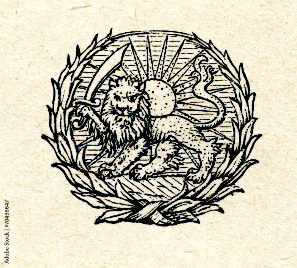 Lion and Sun - emblem of Persia (1423–1907) Stock Photo | Adobe Stock