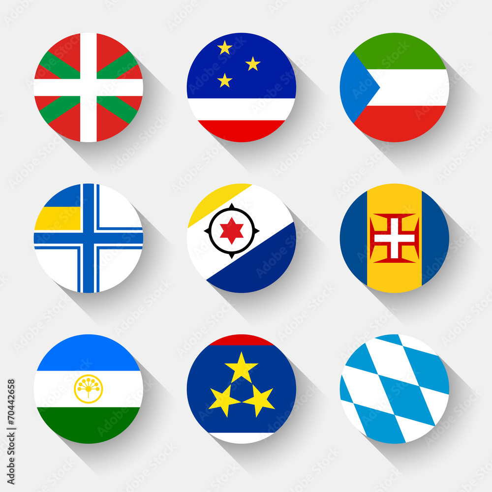 Flags of the world, round buttons Stock Vector | Adobe Stock