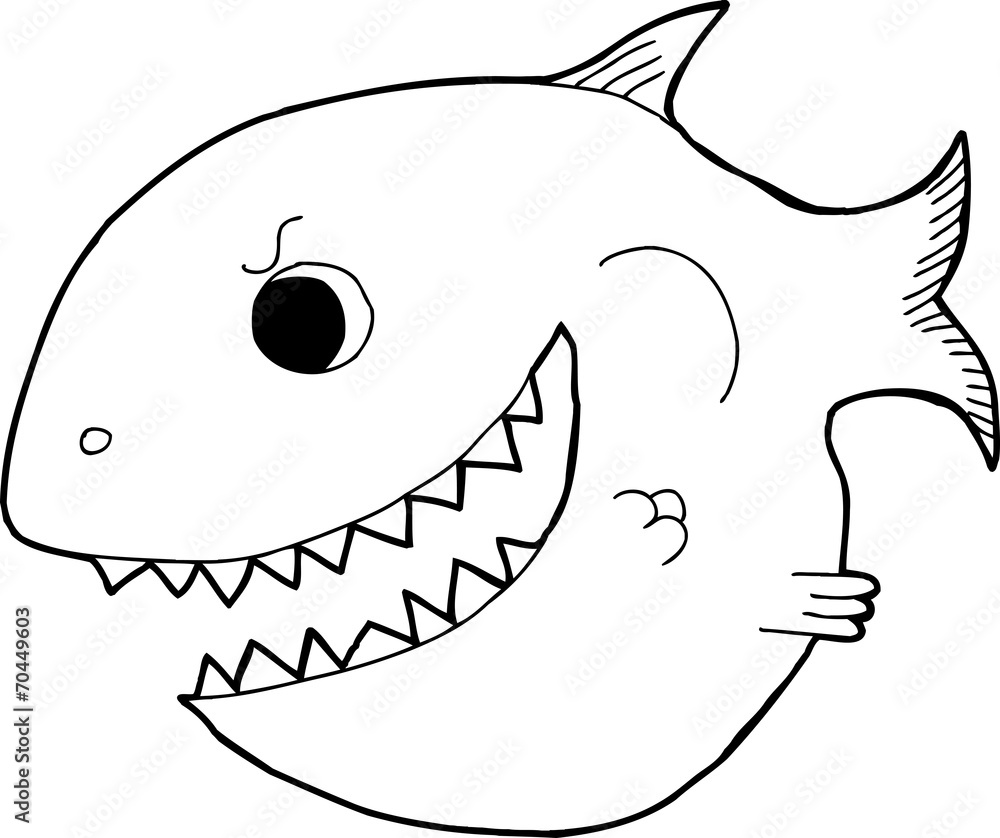 Outline Cartoon Fish Stock Vector | Adobe Stock