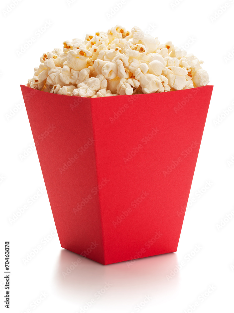 Full red bucket of popcorn. Stock Photo | Adobe Stock