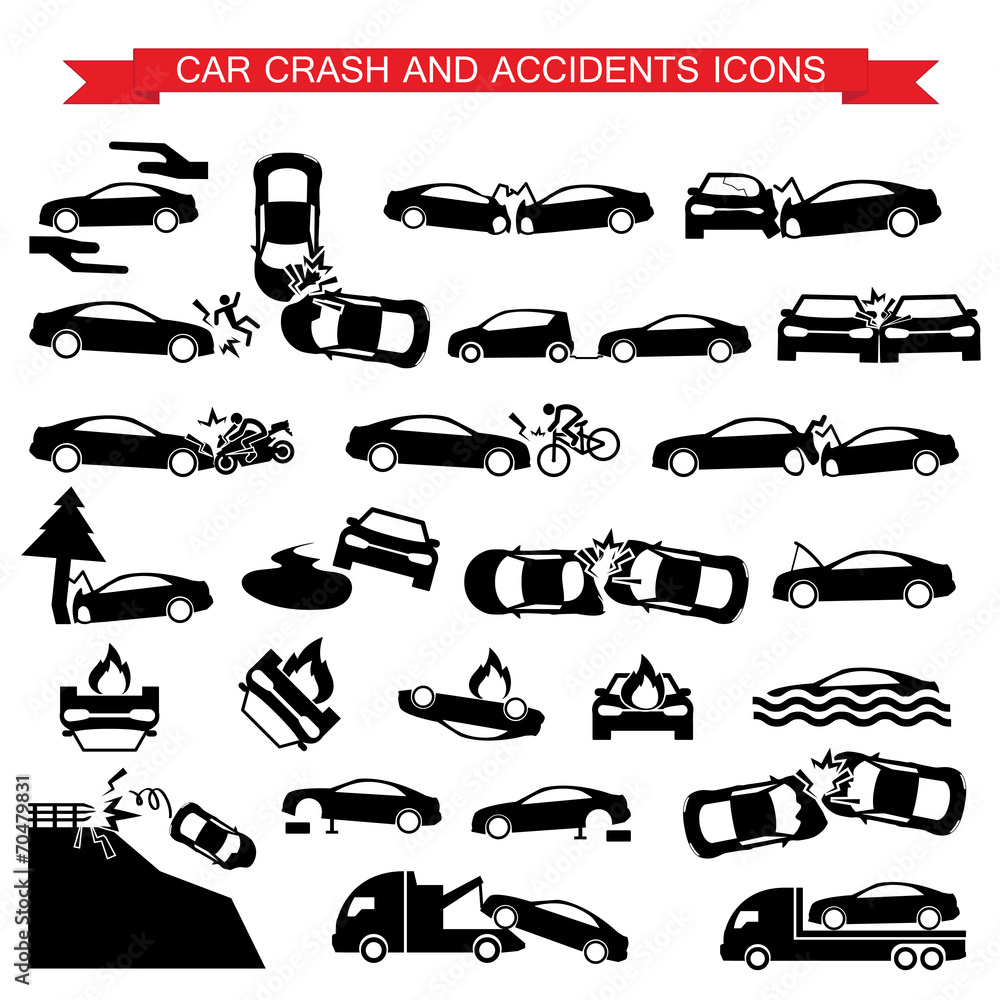 car crash and accidents icons Stock-Vektorgrafik | Adobe Stock