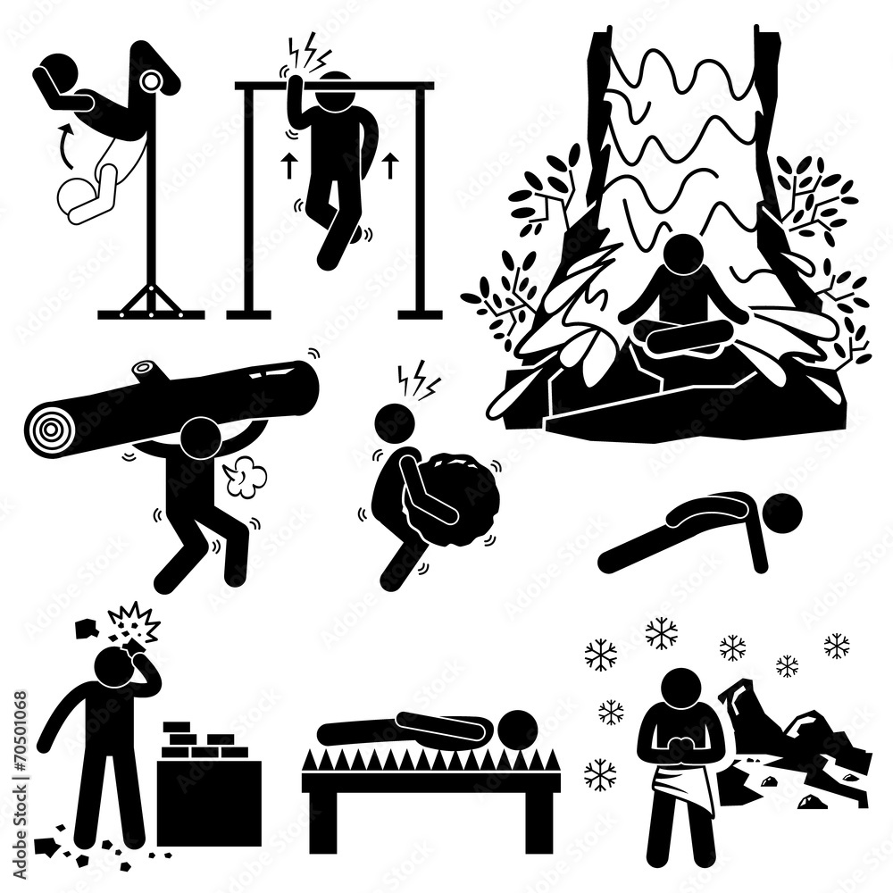 Extreme Physical Mental Training Stick Figure Pictogram Icons Stock ...