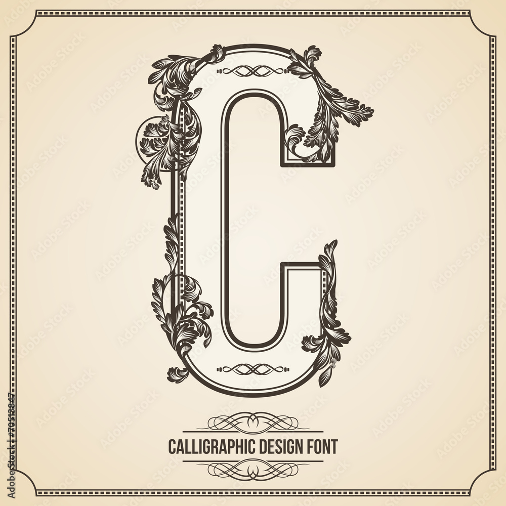 Calligraphic Design Font. Letter C Stock Vector | Adobe Stock