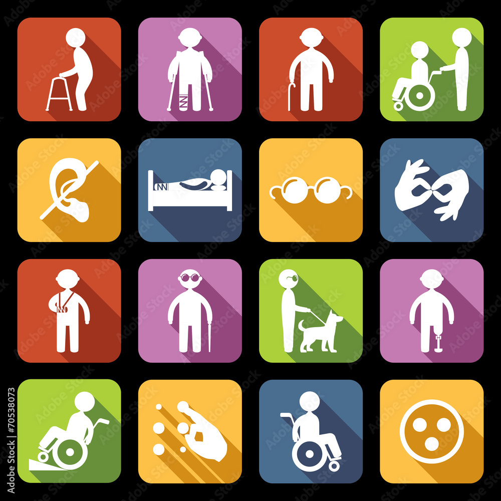 Disabled Icons Set Flat Stock-Vektorgrafik | Adobe Stock