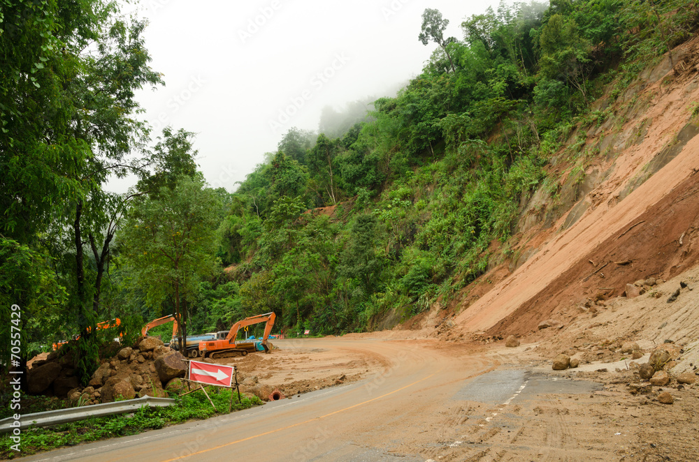 Natural disasters landslides during the rainy season in Thailand Stock ...