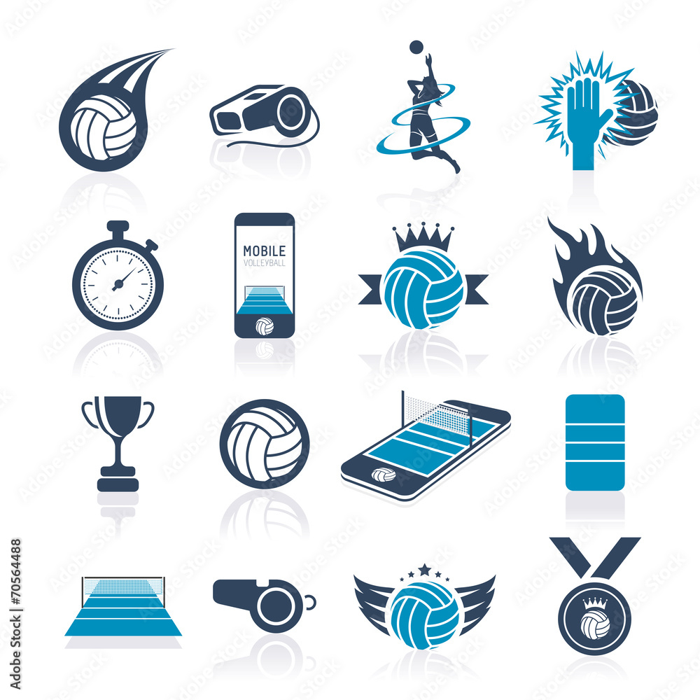Volleyball icon set Stock Vector | Adobe Stock