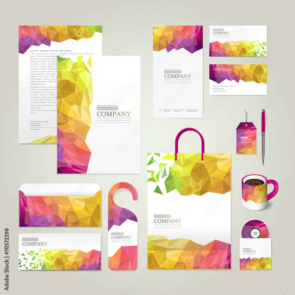 colorful geometric background corporate identity design set Stock ...
