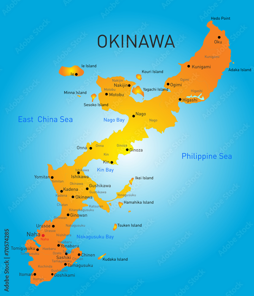 okinawa map Stock Vector | Adobe Stock
