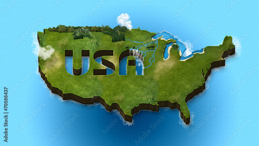 USA 3d map isometric map Stock Illustration | Adobe Stock