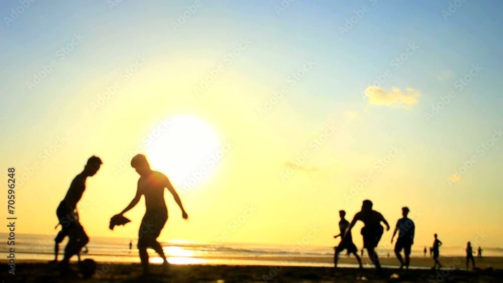Summer Beach Football - Sand Soccer at Sunset Stock Video | Adobe Stock