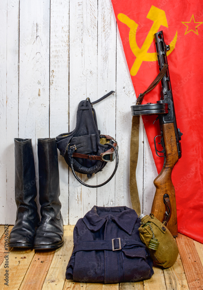 equipment of the Soviet soldier during World War II Stock Photo | Adobe ...