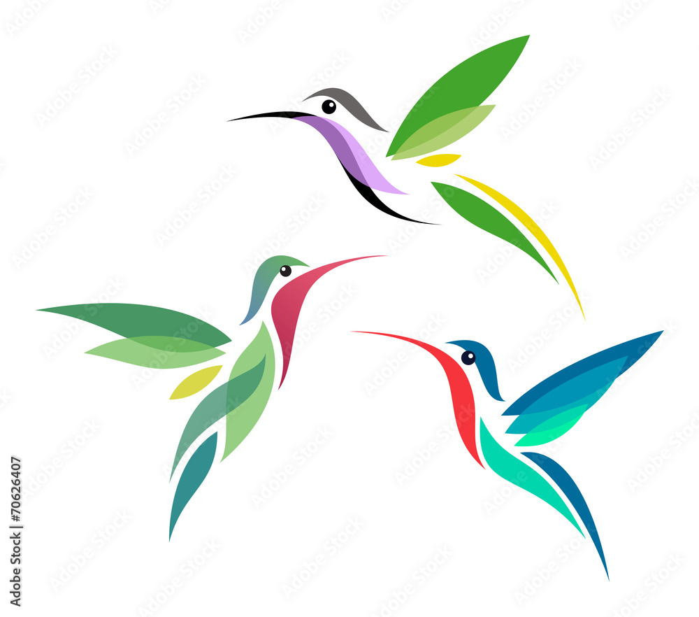 Stylized Hummingbirds Stock Vector | Adobe Stock
