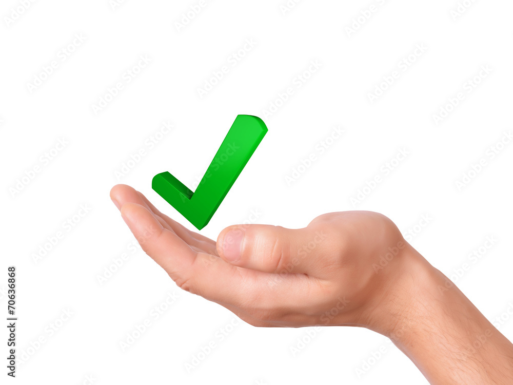 hand holding check mark icon. success concept Stock Photo | Adobe Stock