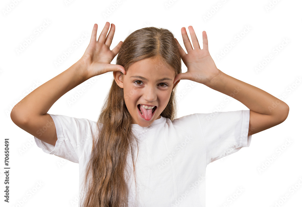 teenager girl sticking out tongue mocking someone Stock Photo | Adobe Stock