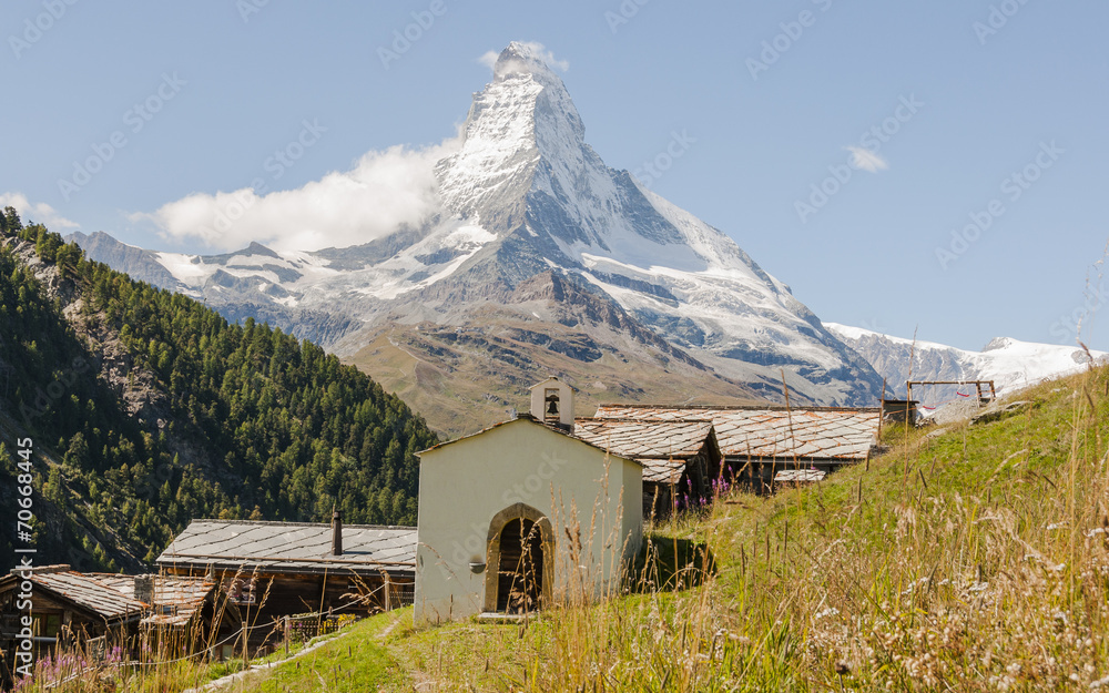Zermatt, Schweizer Berge, Findeln, Weiler, Alpenwiesen, Sommer Stock ...